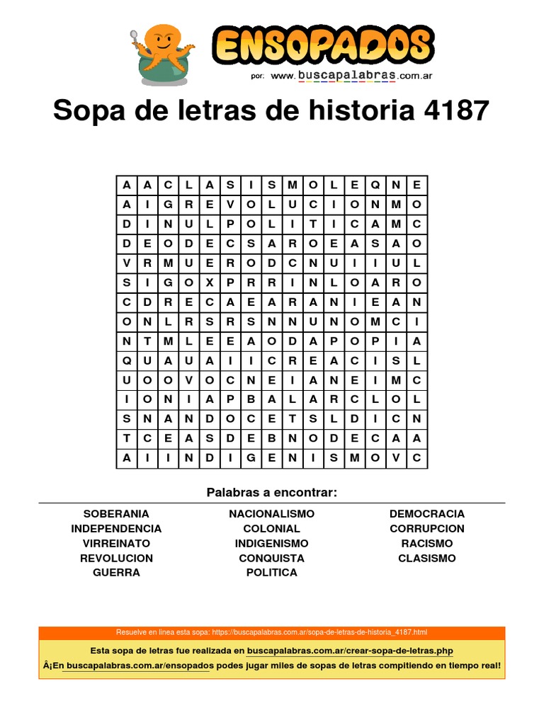 Sopa de Letras: Independencia de México | PDF