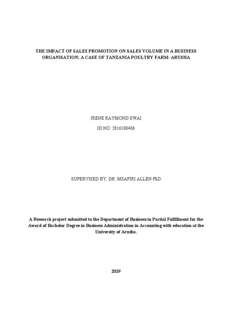 FULL RESEARCH PROJECT corrected-IRENE RAYMOND SWAI. | PDF | Sampling ...