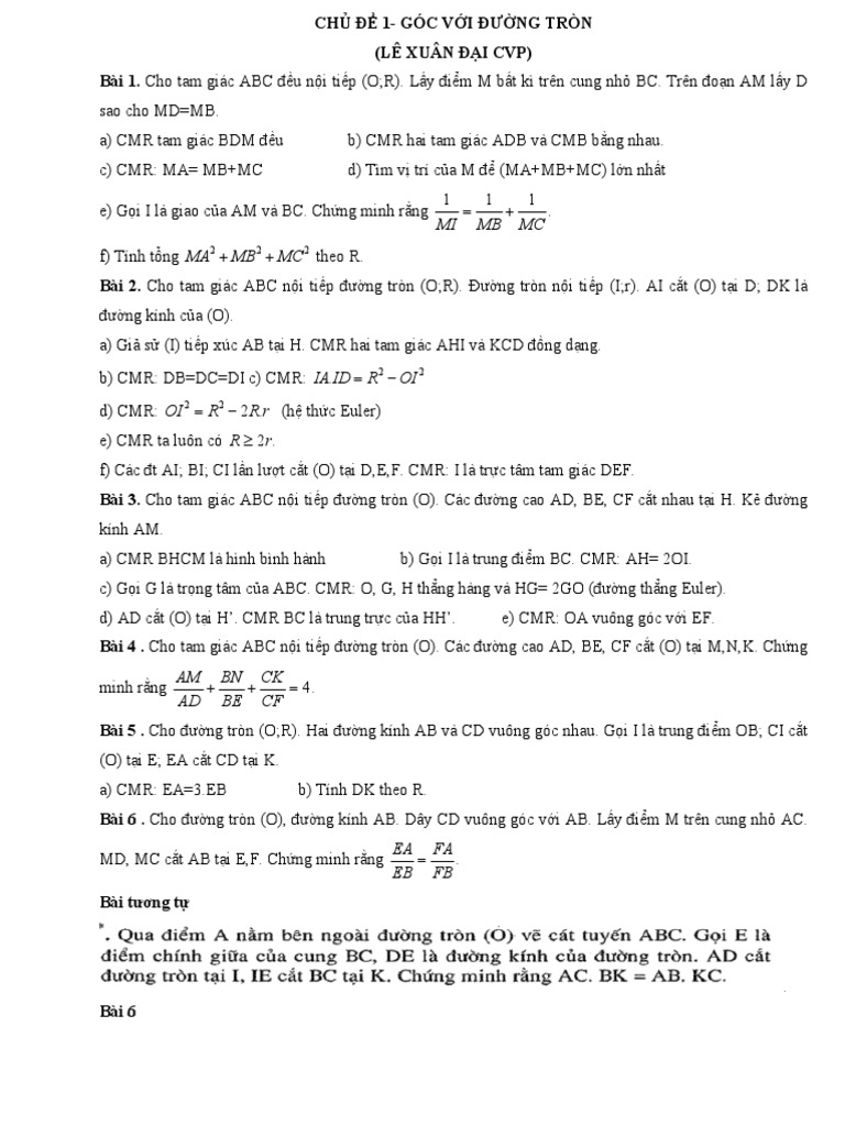Bài Tập HH Nhóm Hsg-Các Loại Góc 2020 | PDF