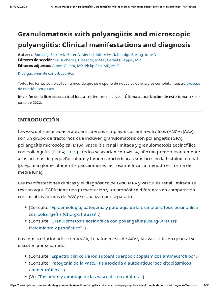 Granulomatosis Con Poliangeítis y Poliangeítis Microscópica ...
