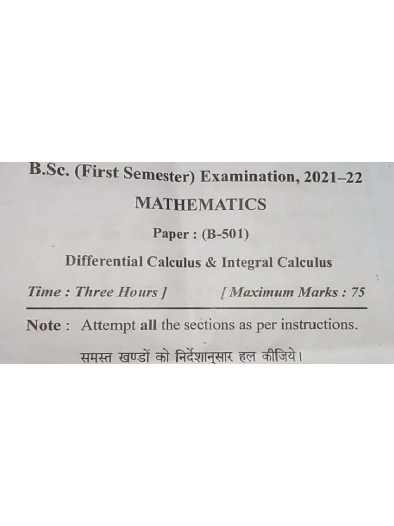 BSC 1st Semester Math Paper | PDF