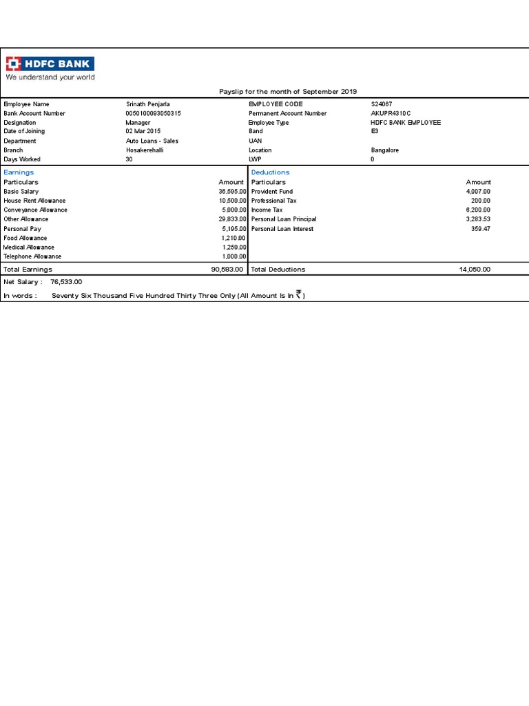 September 2019 Payslip | PDF