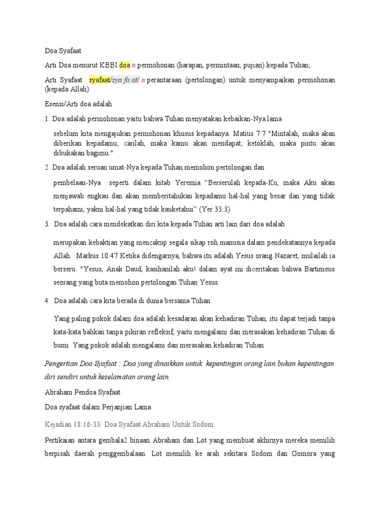 Doa Syafaat Abraham Mom Timos | PDF