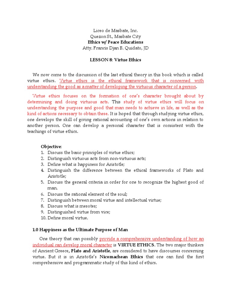 Ethics Module 7 | PDF | Virtue | Happiness