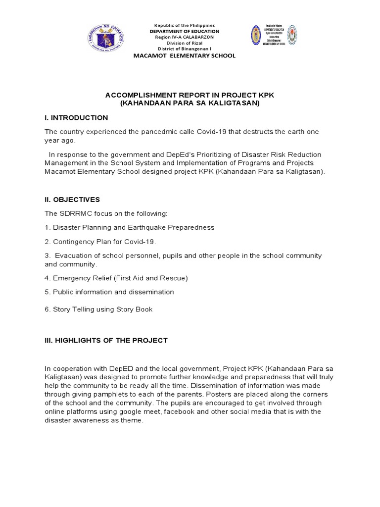 Accomplishment Report DISASTER | PDF | Emergency Management | Public Safety