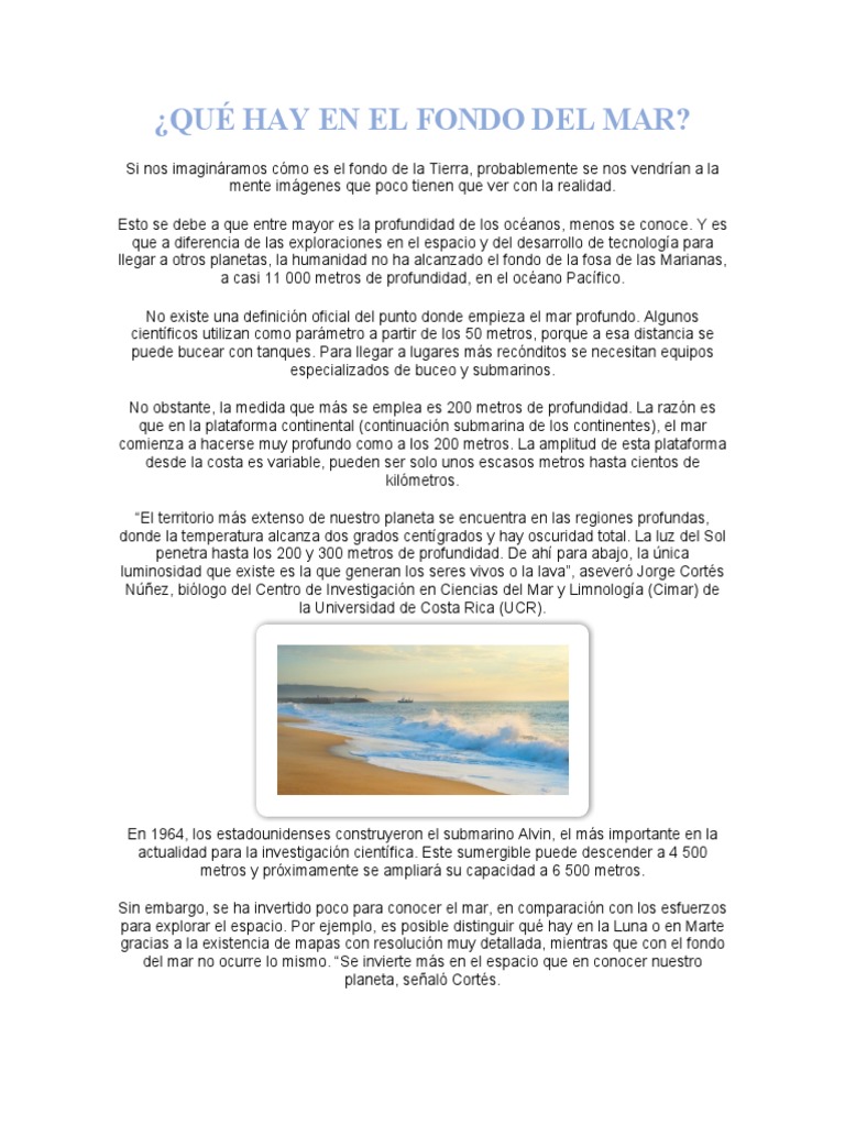 ¿Qué Hay en El Fondo Del Mar? | PDF | Mar | Fondo del mar
