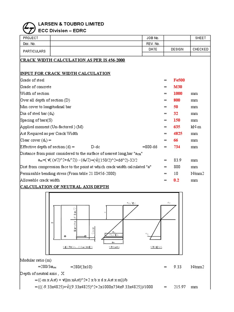 Crack Width Calculation | PDF | Civil Engineering | Building Materials