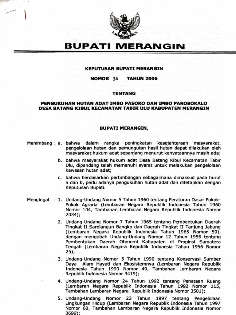 SK Hutan Adat Batang Kibul | PDF
