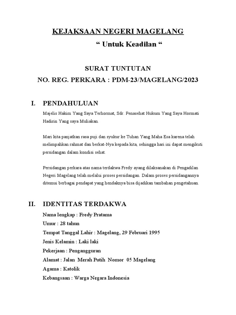 Surat Terdakwa | PDF