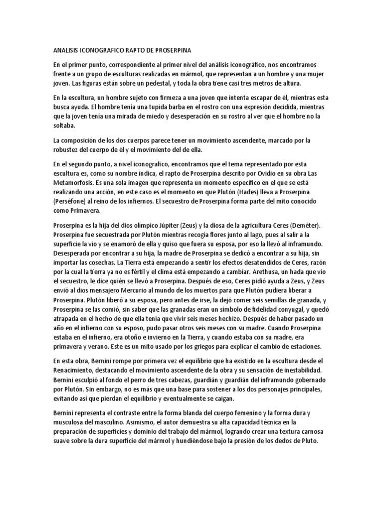 Análisis del Rapto de Proserpina de Bernini | PDF