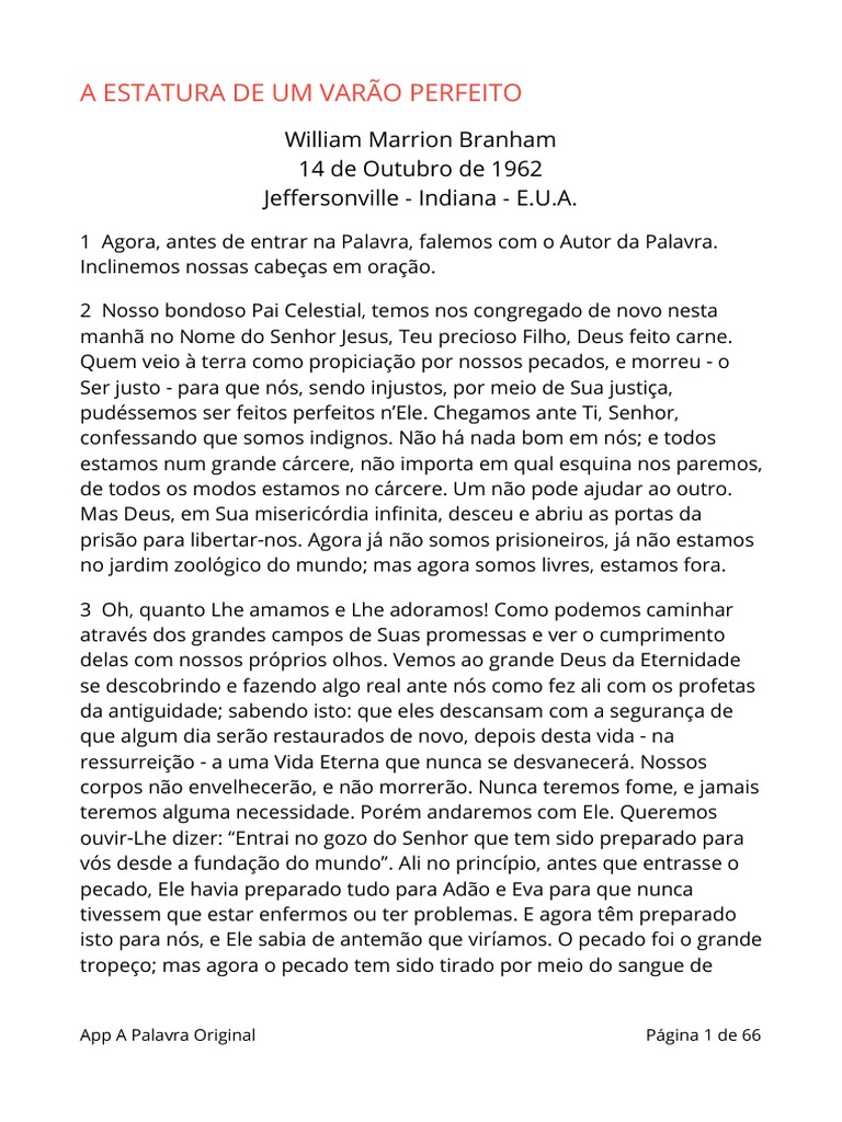 A Estatura de Um Varão Perfeito | PDF | Fé | Jesus