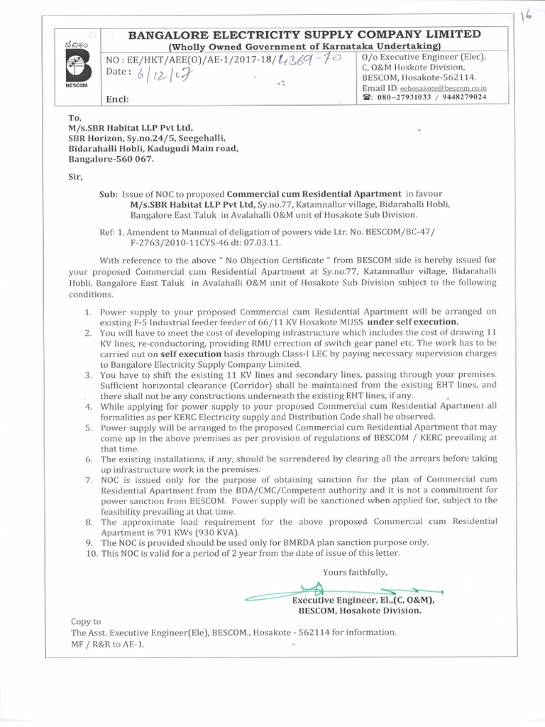 Bescom Noc | PDF