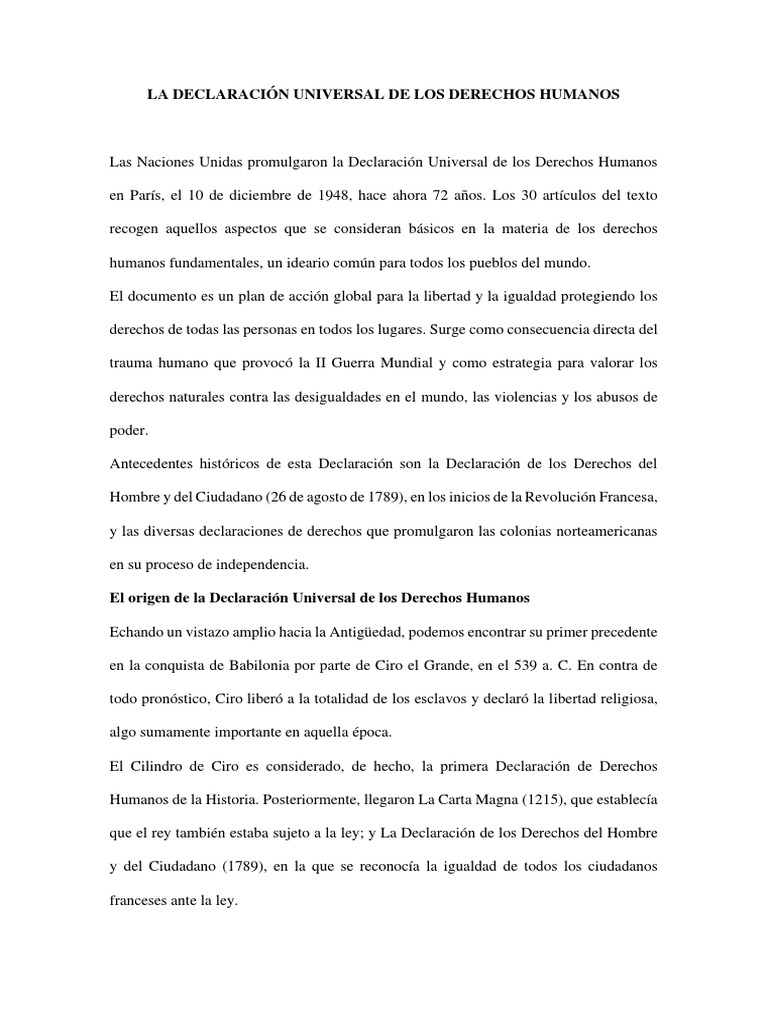 Declaración Universal de Derechos Humanos | PDF | Derechos humanos ...