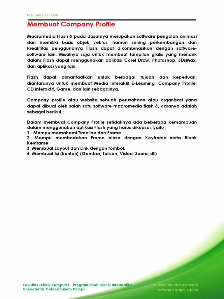 Panduan Membuat Company Profile Flash | PDF
