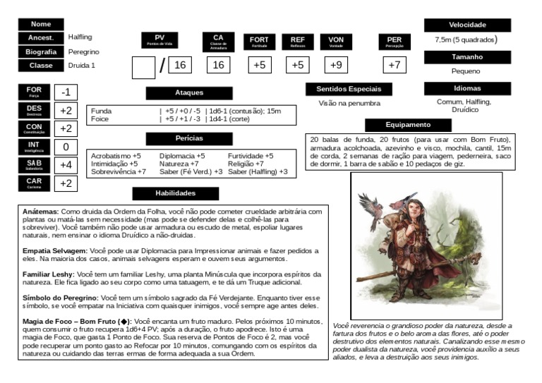 Ficha Druida PF2 | Download grátis PDF | Druida