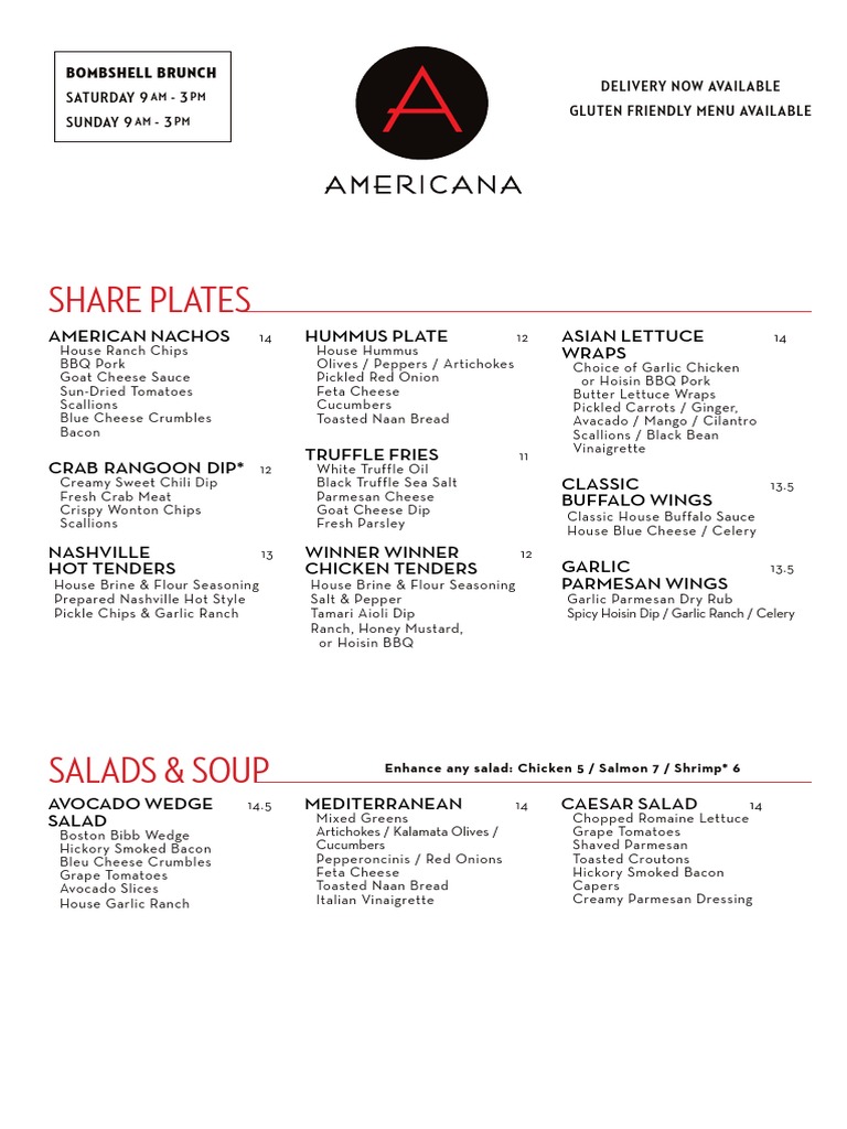 Americana Dinner Menu FALL 9x14 2020 2 | PDF | Salad | Pickling
