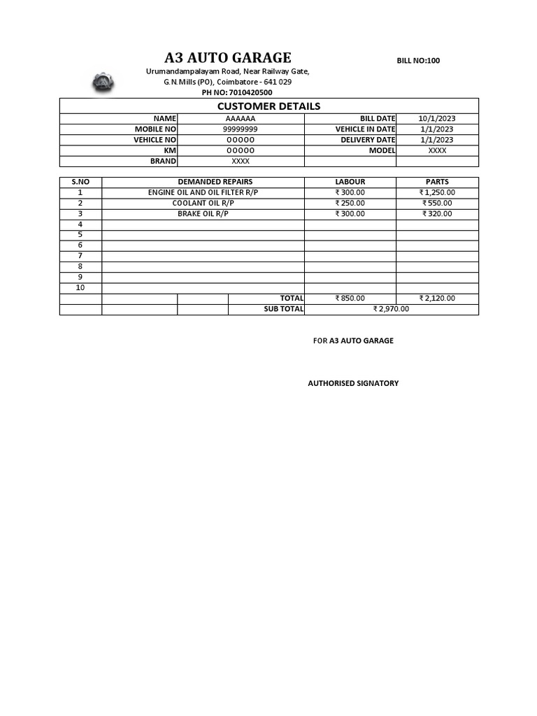 Bill Format | PDF