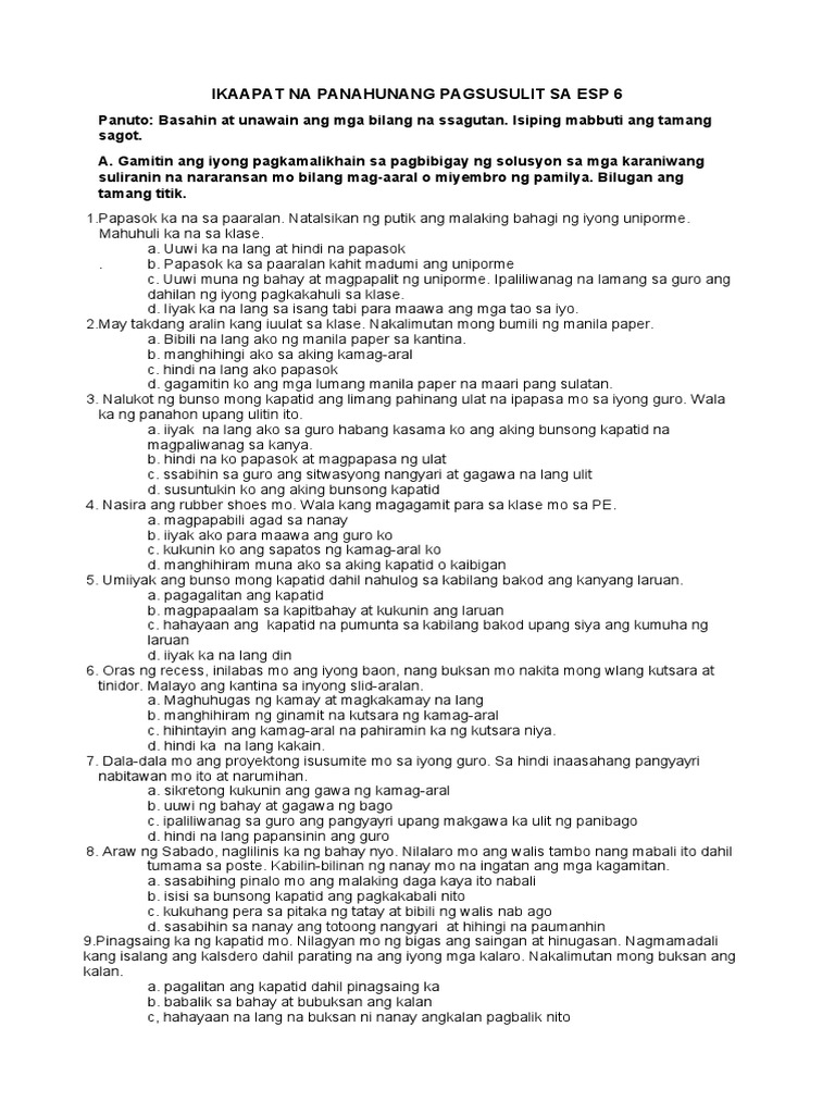 PT - Esp 6 - Q4 | PDF