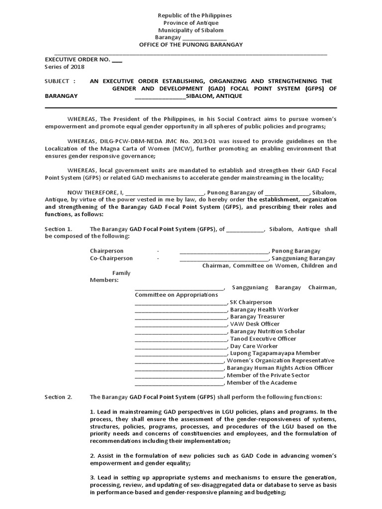 Barangay Gfps Pdf Policy Gender And Development