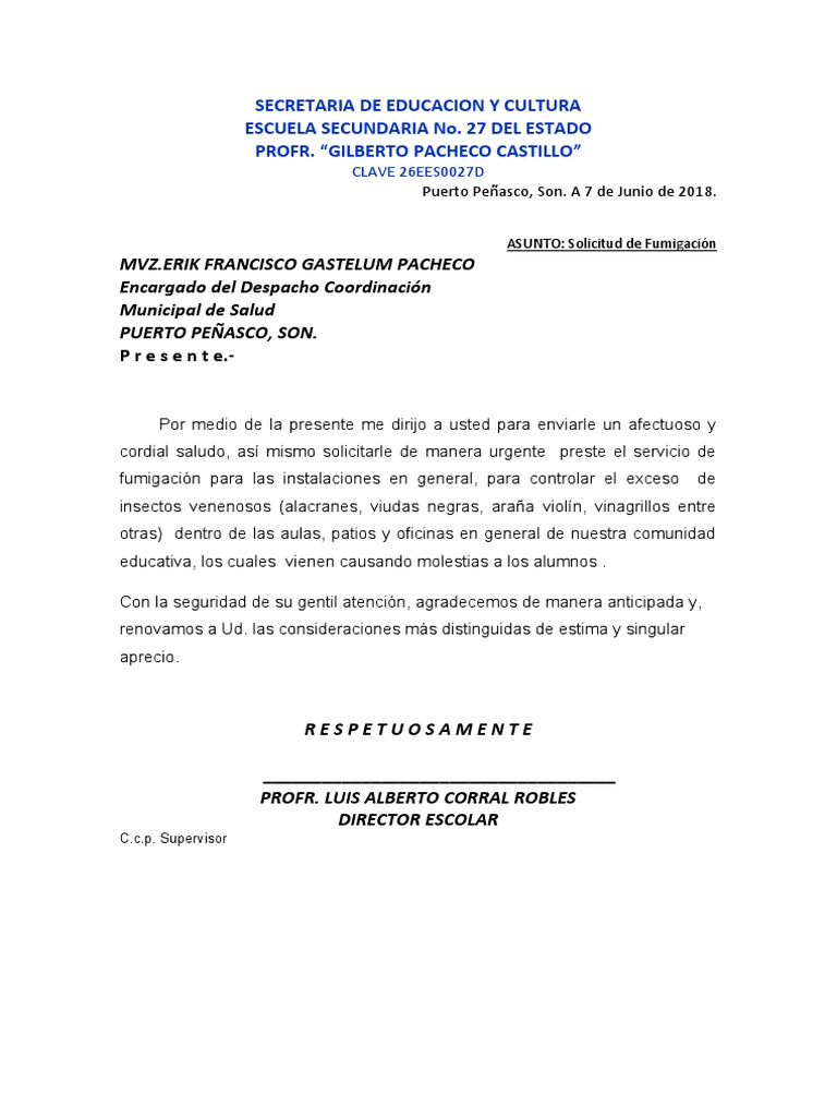 OFICIO fumigaciòn | PDF