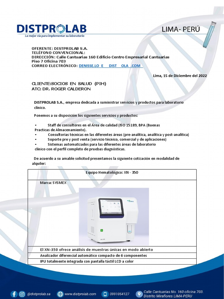 XN 350 RET - SYSMEX Distrprolab | PDF | Computadoras