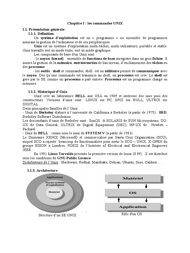 Chapitre I - Commandes Unix | PDF | Unix | Informatique
