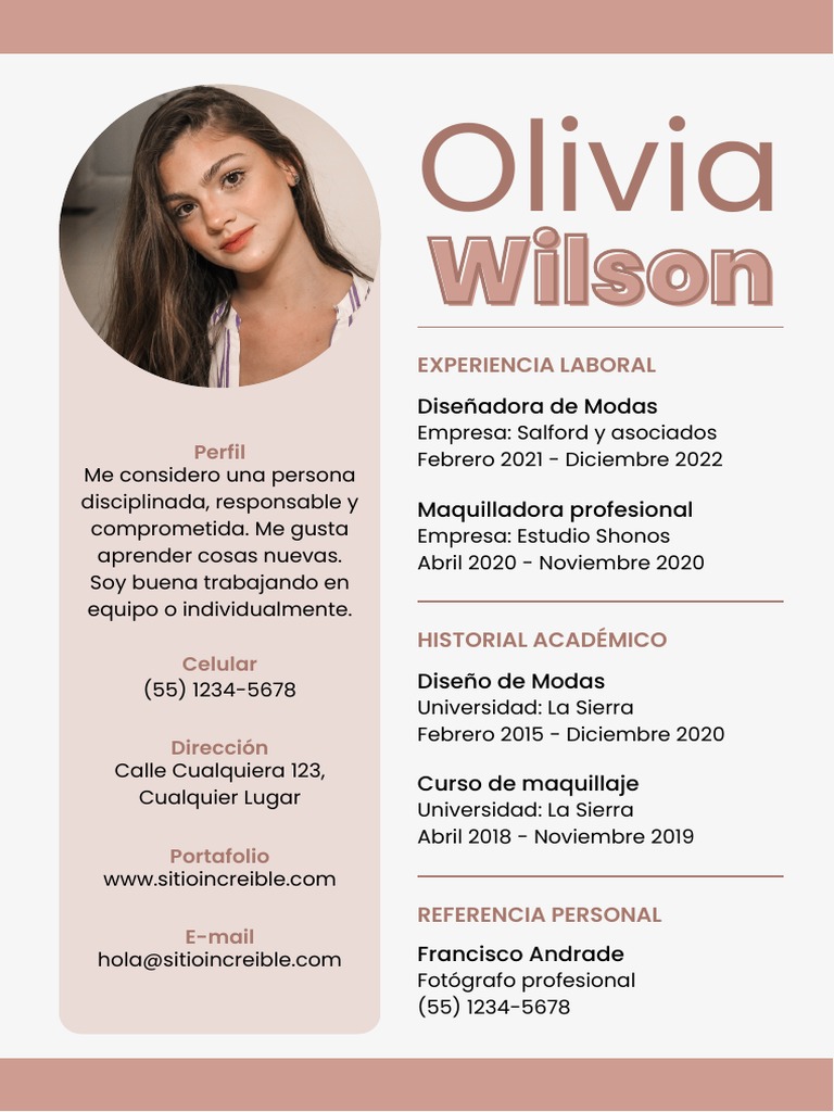 Rosa Foto Sencilla Moderno Currículo Curriculum Vitae | PDF
