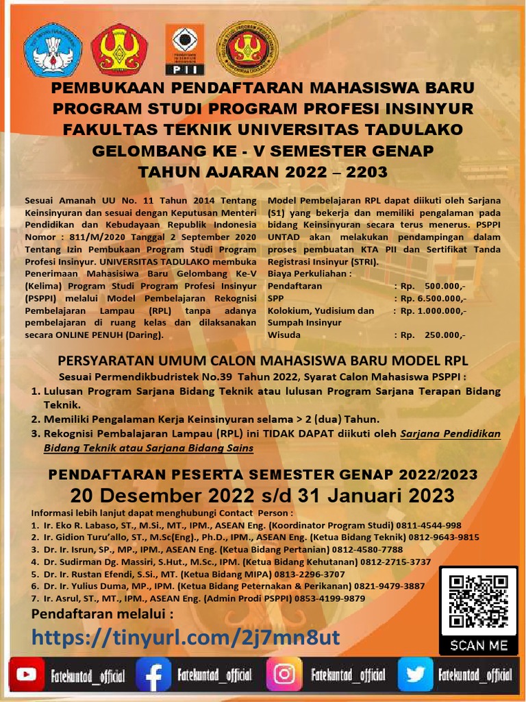 Brosur Psppi Untad Gel. V Ta. 2022-2023 | PDF