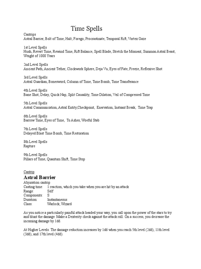 Chrono (Time) Spells | PDF | Magician (Fantasy)