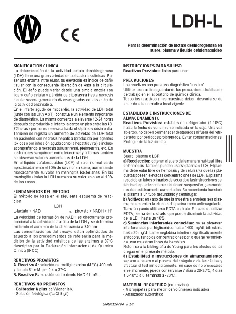 LDH L SP | PDF | Química | Especialidades Medicas