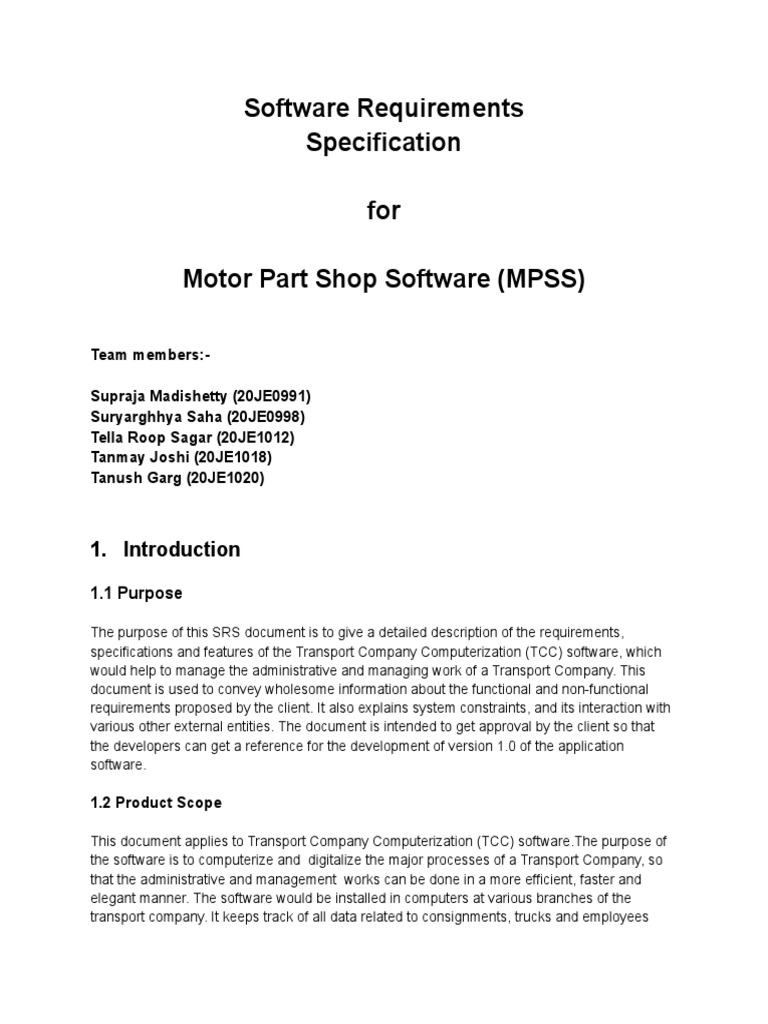 Software Requirements Specification | PDF | Databases | Software
