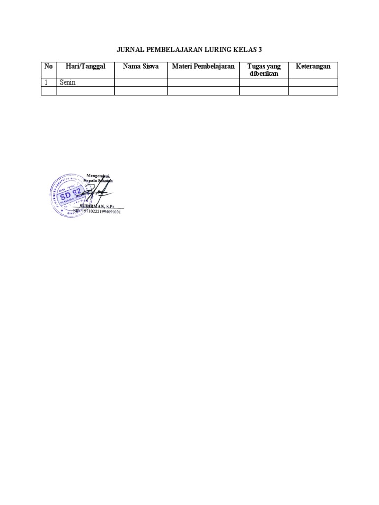 Jurnal Pembelajaran Luring Kelas 3 | PDF
