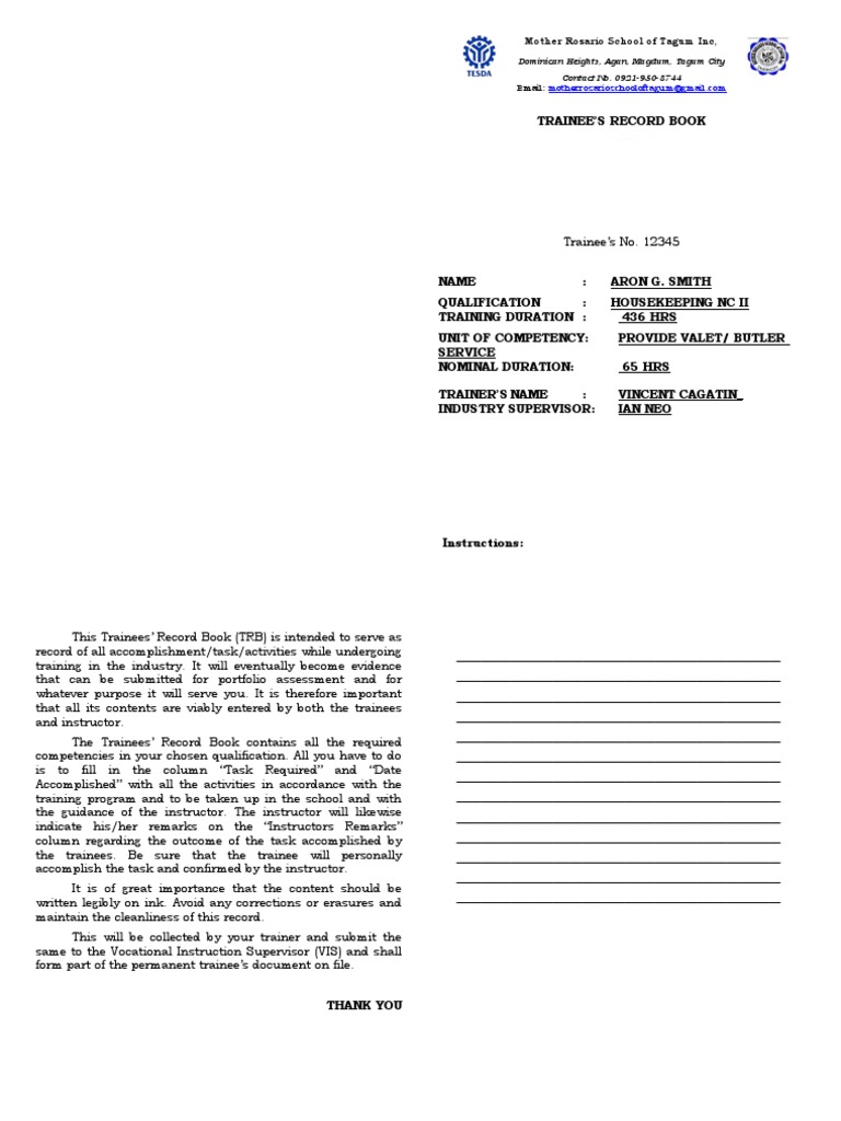 Trainee's Record Book (TRB) | PDF