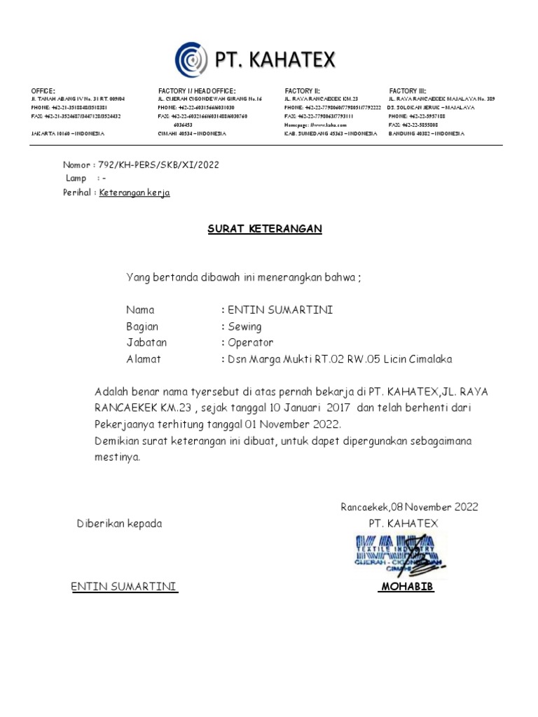 Kahatex 1 ENTIN SUMARTINI Rev | PDF