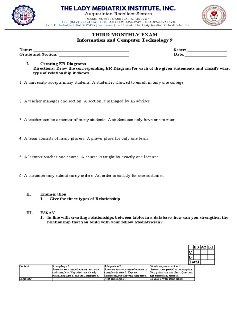 Grade 9 MONTHLY EXAM Orig | PDF