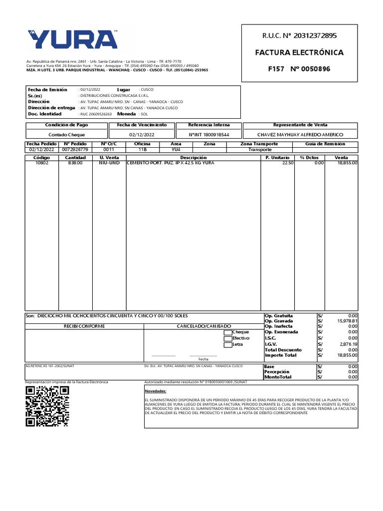 Factura Electrónica: R.U.C. #20312372895 | PDF | Pagos | Tecnología financiera