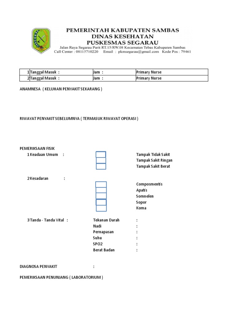 Form Anamnesa Rawat Inap | PDF