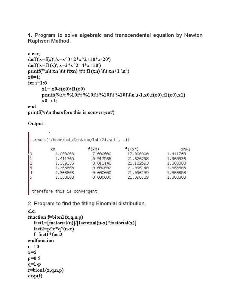 Scilab Program With Output | PDF | Teaching Methods & Materials | Computers
