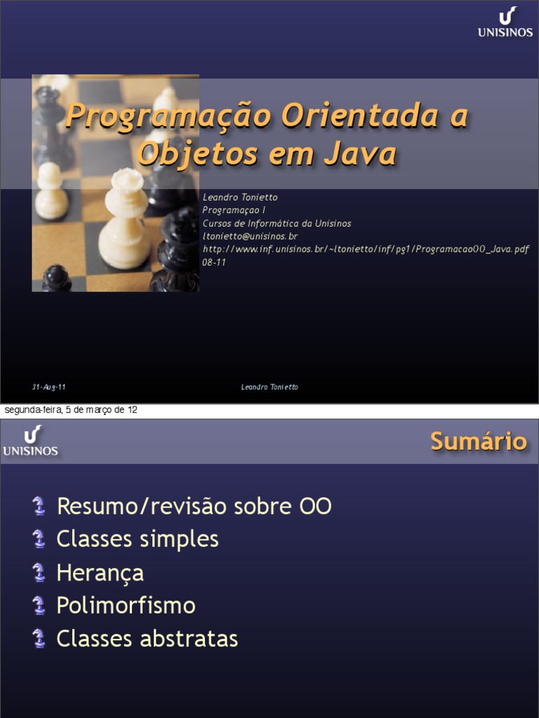 Slides Programacao Oo Java Pdf Classe Programação De Computadores Método Programação 