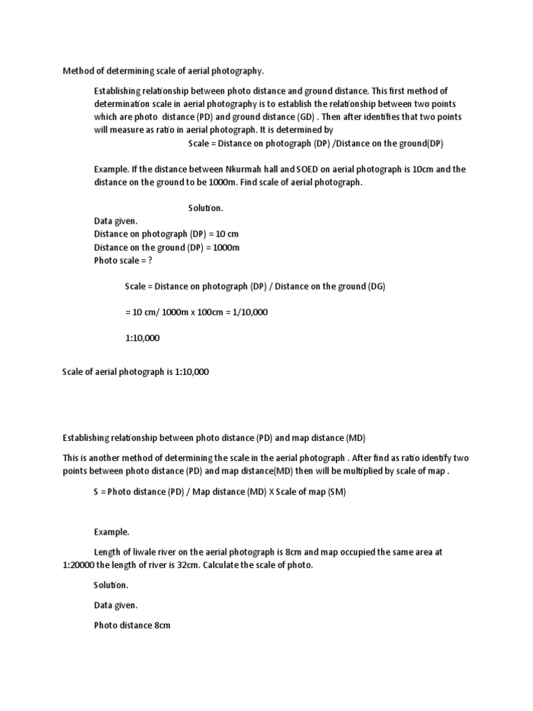 Aerial Photography Scale Determination | PDF | Aerial Photography ...