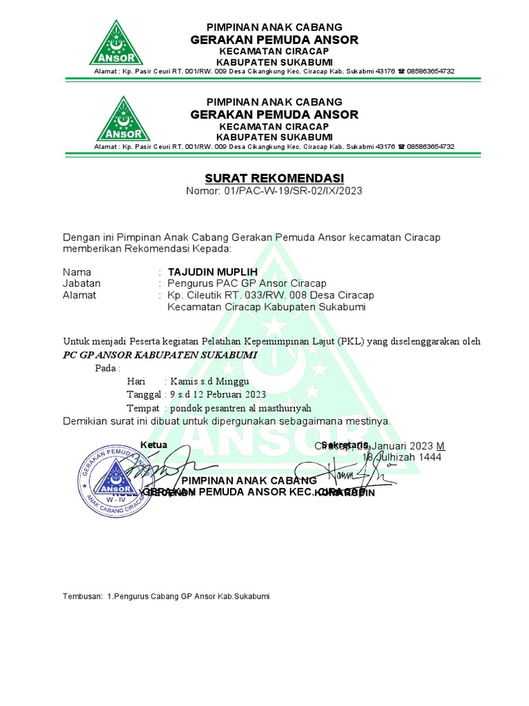 Rekomendasi Pac GP Ansor Ciracap | PDF