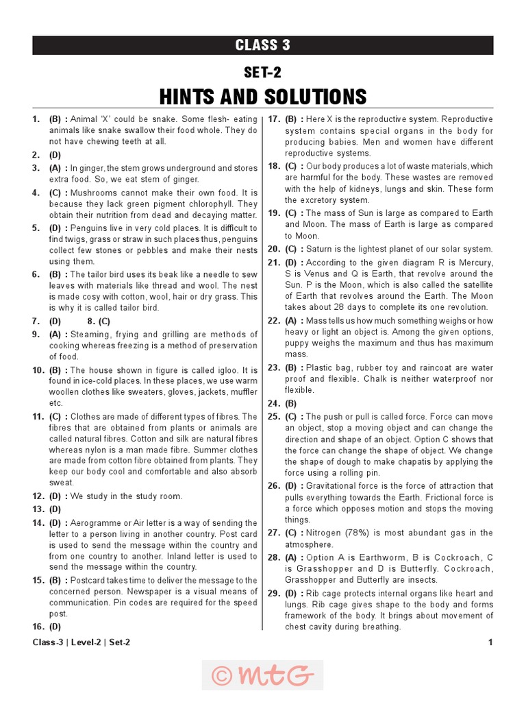 Nso Level2 Solution Class 3 Set 2 | PDF | Force