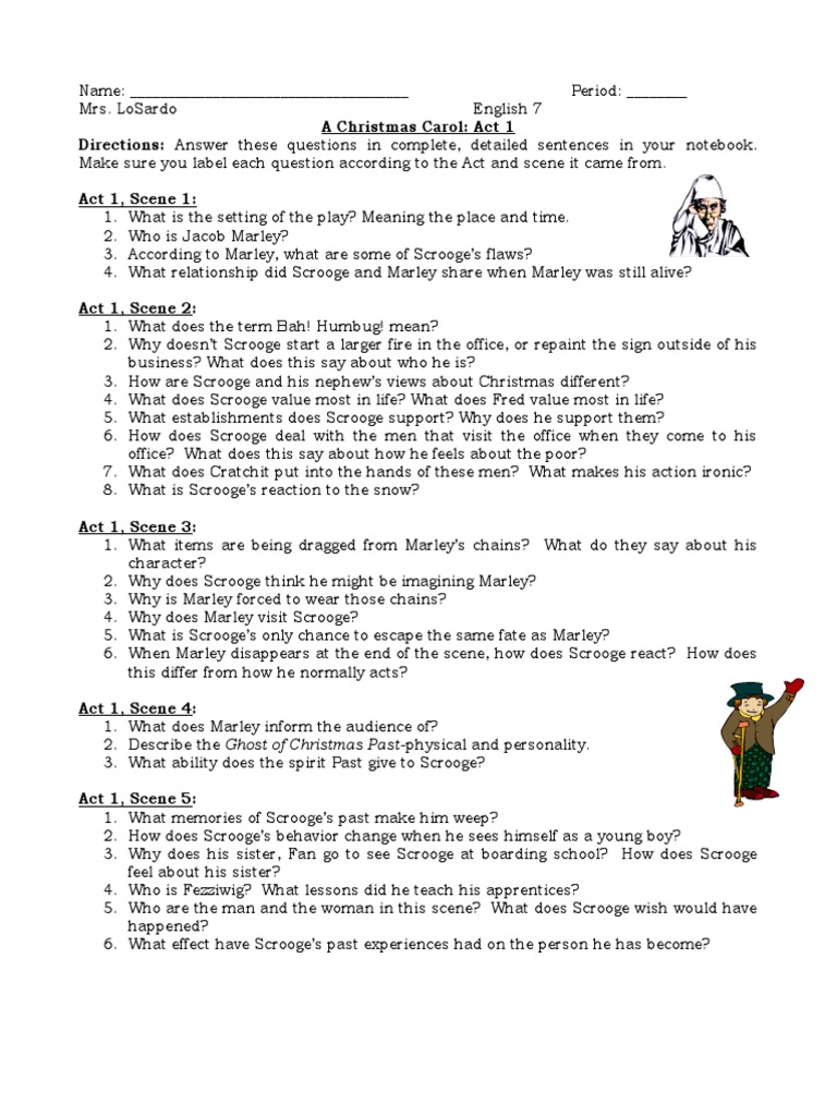 A Christmas Carol Study Guide1 Answers1 | Download Free PDF | Ebenezer ...