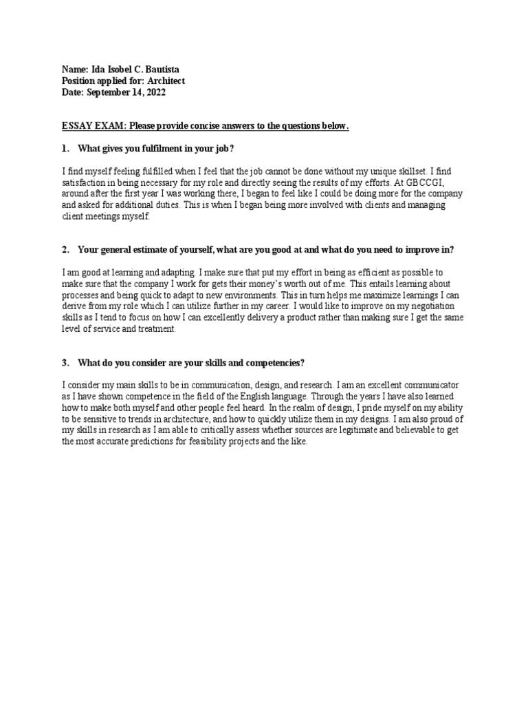 Essay Exam | PDF | Business