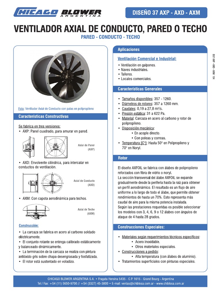 Ficha Tecnica Ventilador Axial. | PDF