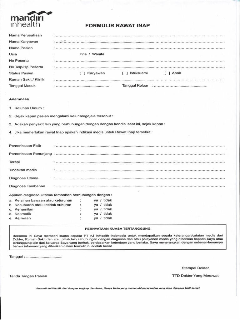 Form Rawat Inap | PDF