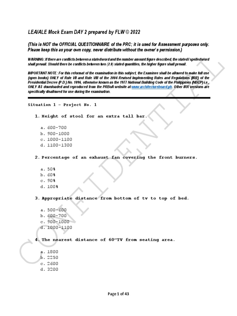 LEA MOCK EXAM DAY 2 Questionnaire 2022 FINAL | PDF | Concrete | Cement