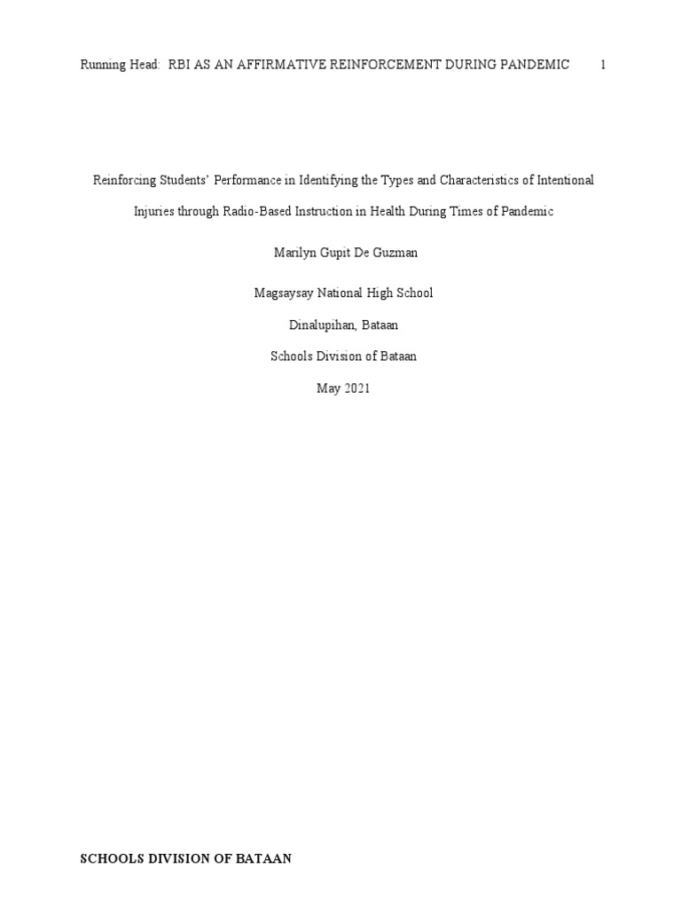 Completed Action Research - RBI | PDF | P Value | Learning