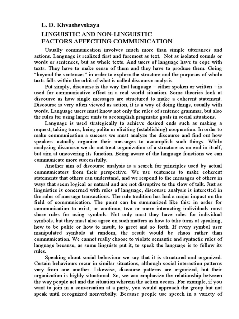 Linguistic and Non-Linguistic Factors | PDF | Linguistics | Communication