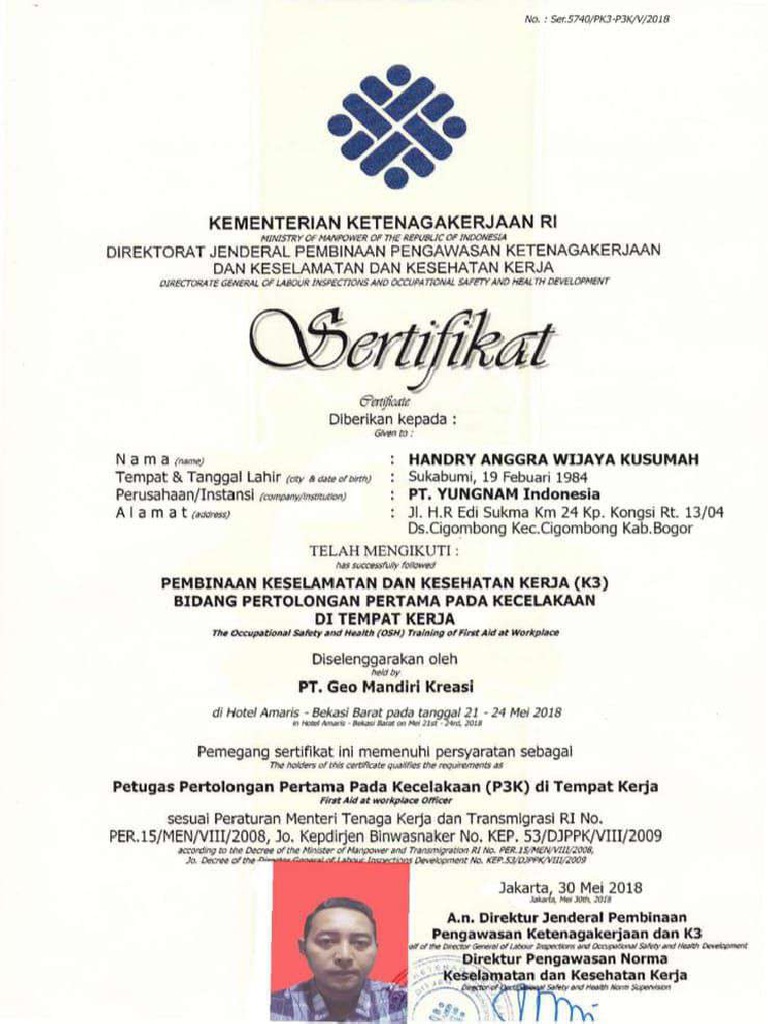 Cv K3 Umum Handry Pdf Business
